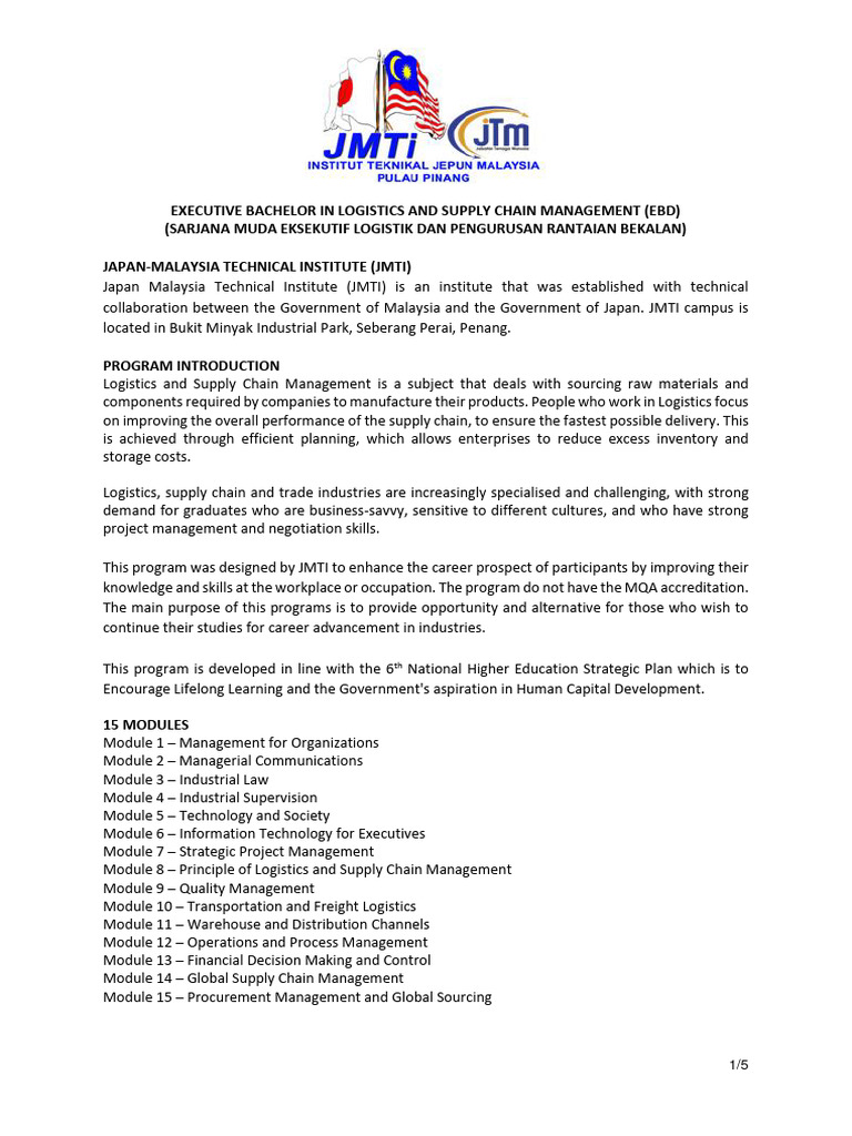 EBD - (Logistics) JMTI | PDF | Supply Chain | Logistics