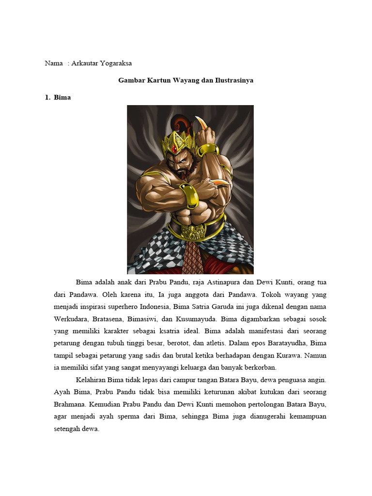 Tokoh Wayang: Bima, Arjuna, Anoman | PDF