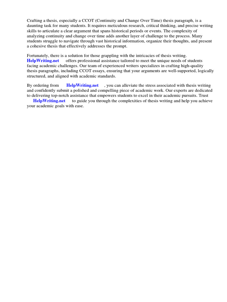 Ccot Thesis Paragraph | PDF