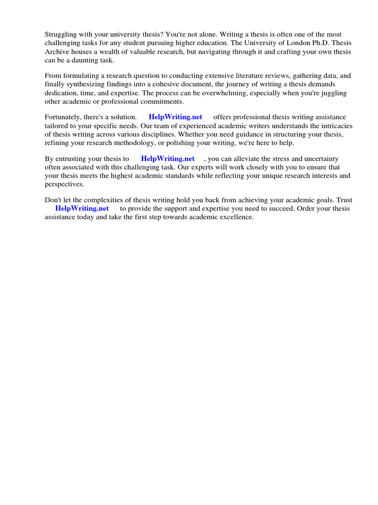 University of London PHD Thesis Archive | PDF