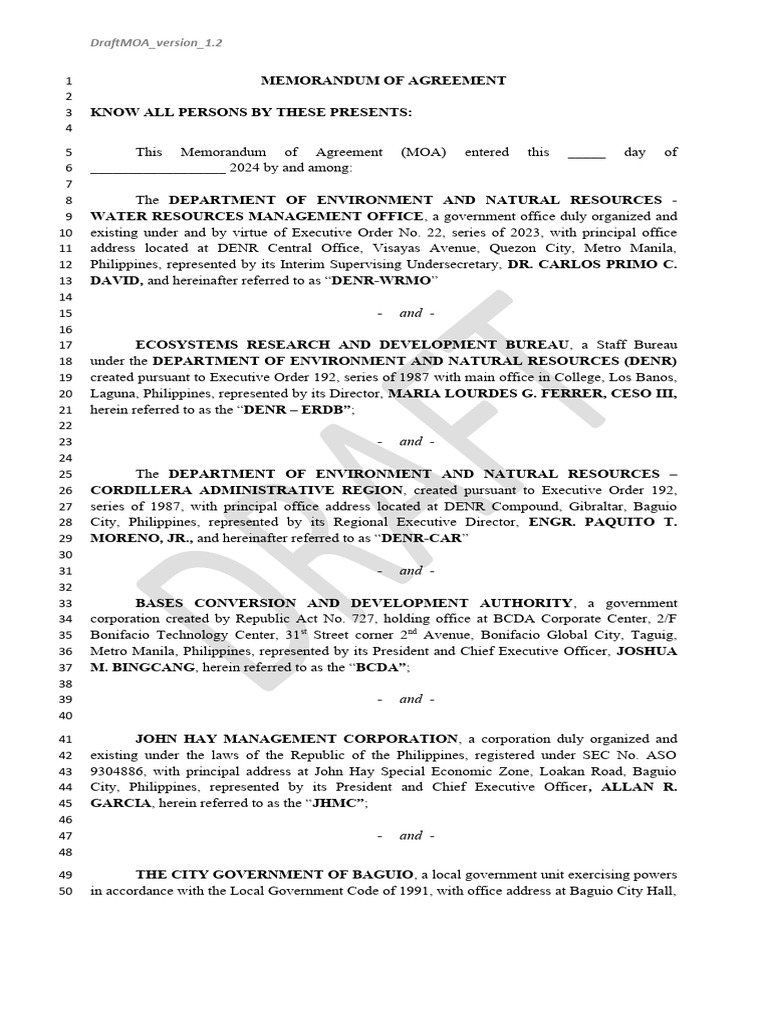 Draft MOA JohnHay CPD Reviewed | PDF