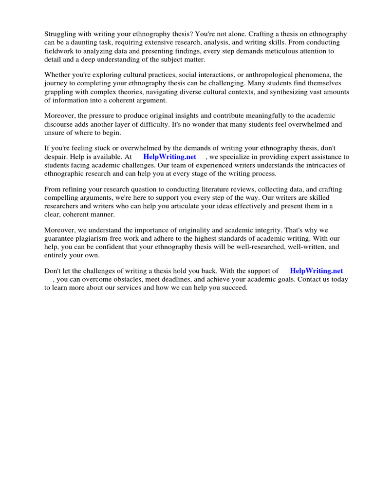 Ethnography Thesis Examples | PDF | Ethnography | Anthropology