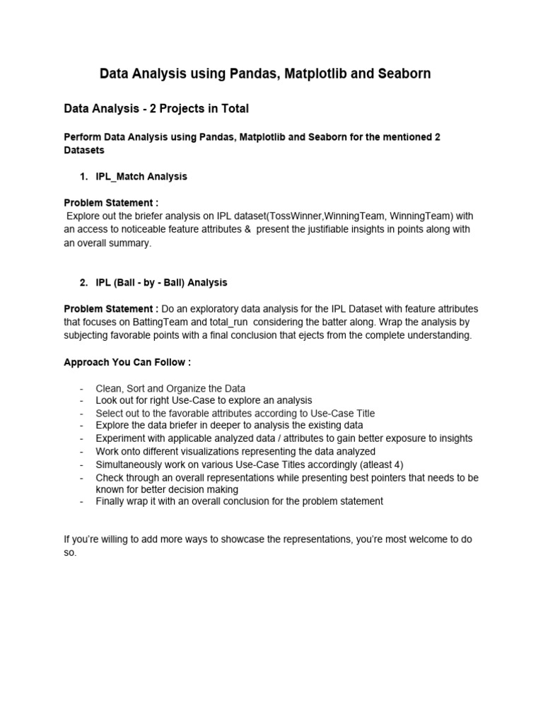 IPL Data Analysis with Pandas & Seaborn | PDF