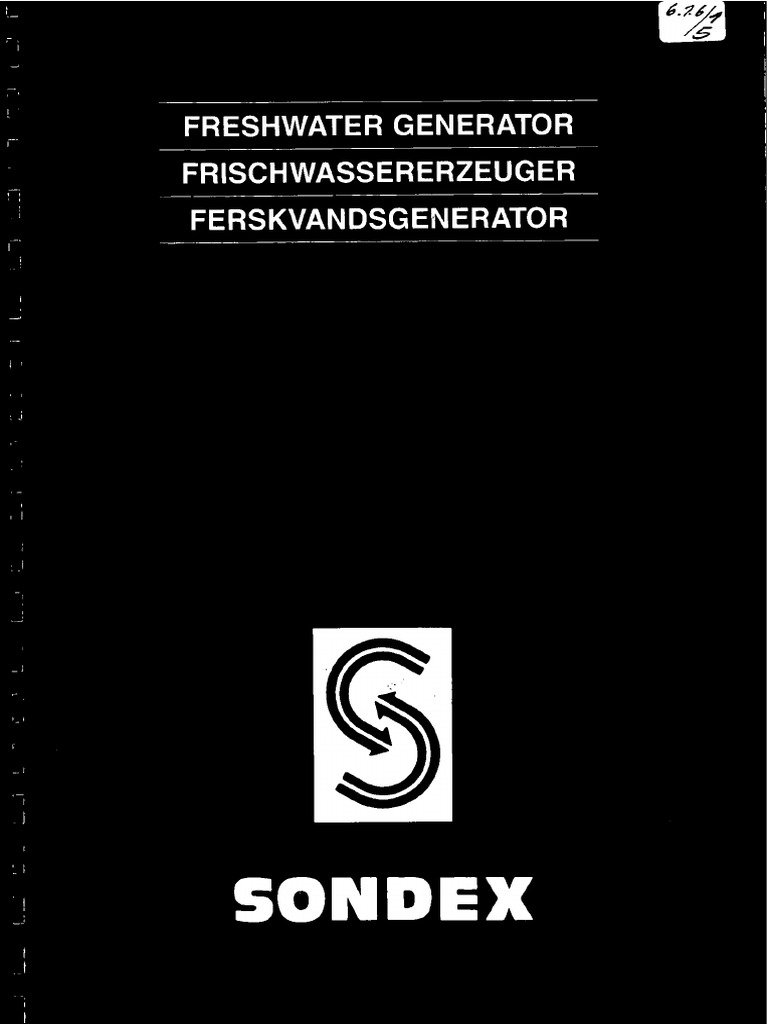 Sondex SFD 13 Fresh Water Generator Manual | PDF | Technology & Engineering