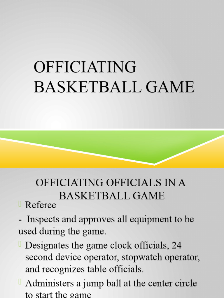 Roles of Officials in Basketball | PDF | Referee | Games Of Physical Skill