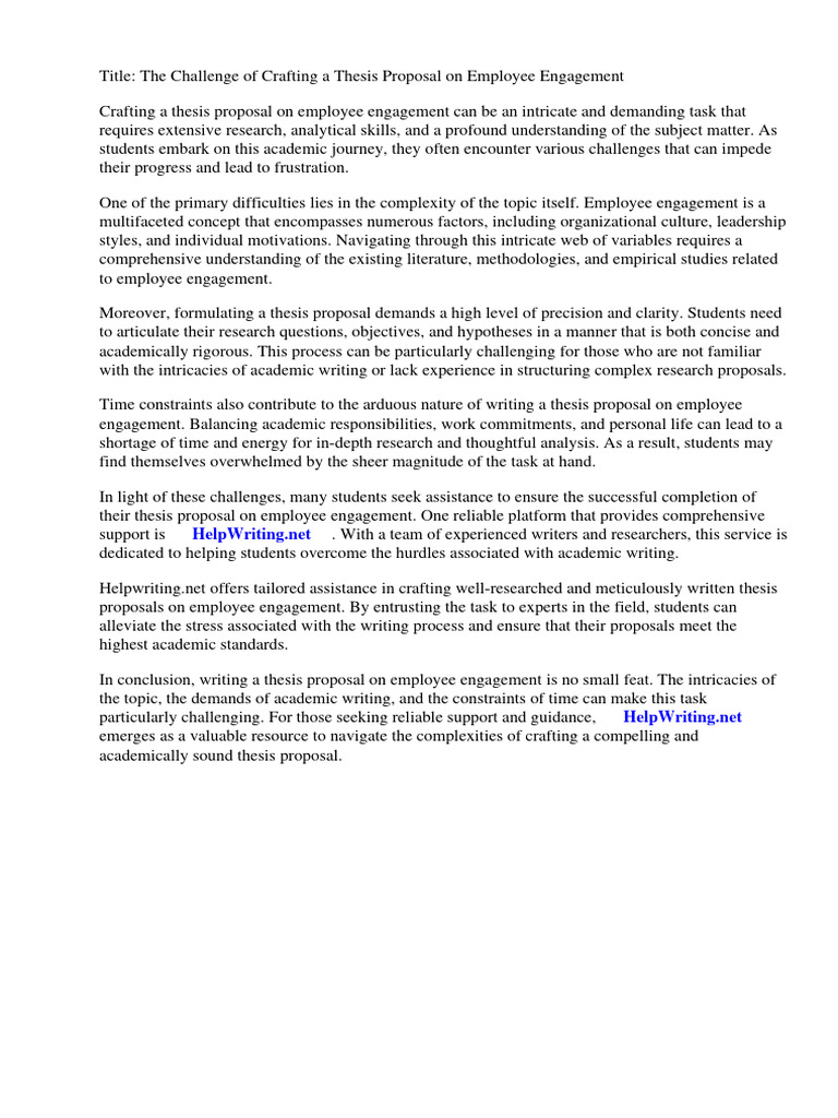 Thesis Proposal On Employee Engagement | PDF | Validity (Statistics ...