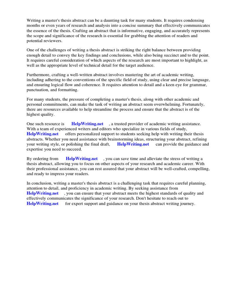 How To Write An Abstract Master Thesis | PDF | Thesis | Abstract (Summary) How To Write An Abstract Master Thesis | PDF | Thesis | Abstract (Summary)