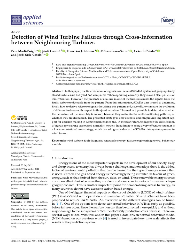 Detection of Wind Turbine Failures Throu | PDF