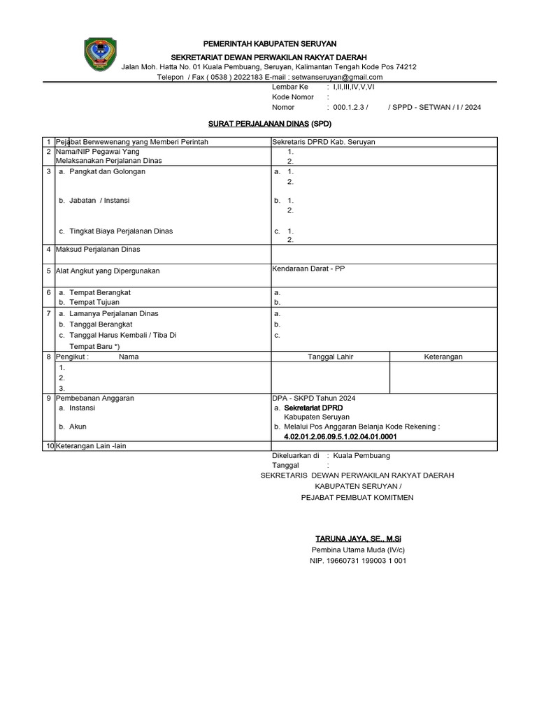 Format SPT Dan SPPD 2024 | PDF