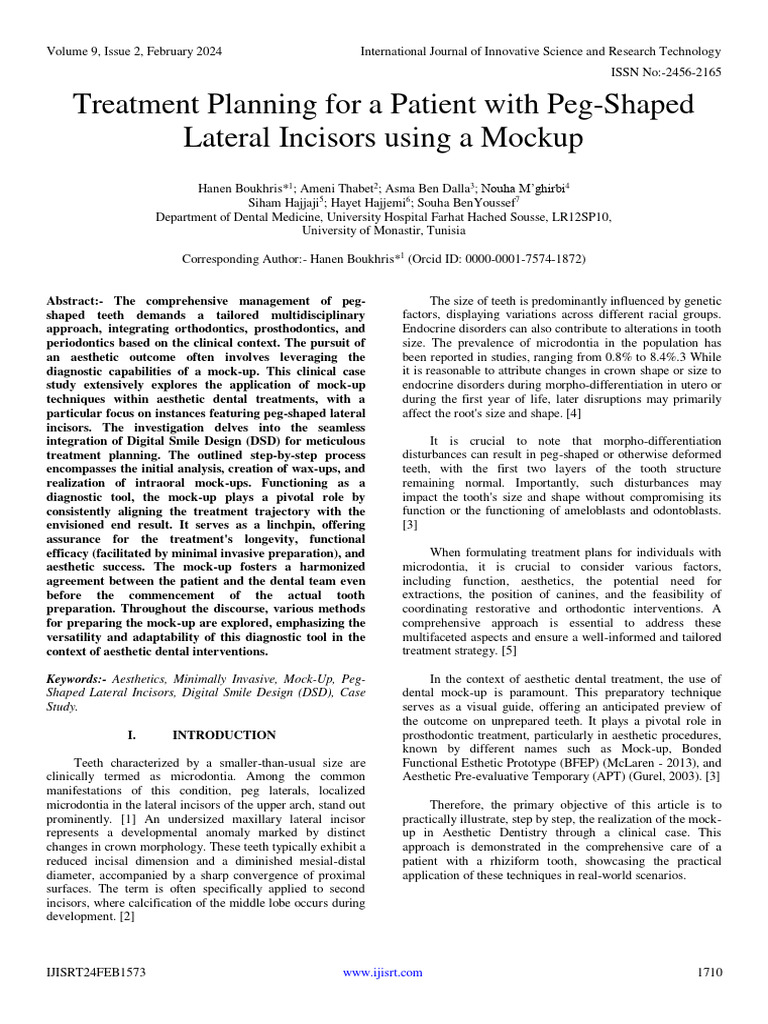 Treatment Planning for a Patient with Peg-Shaped Lateral Incisors using ...