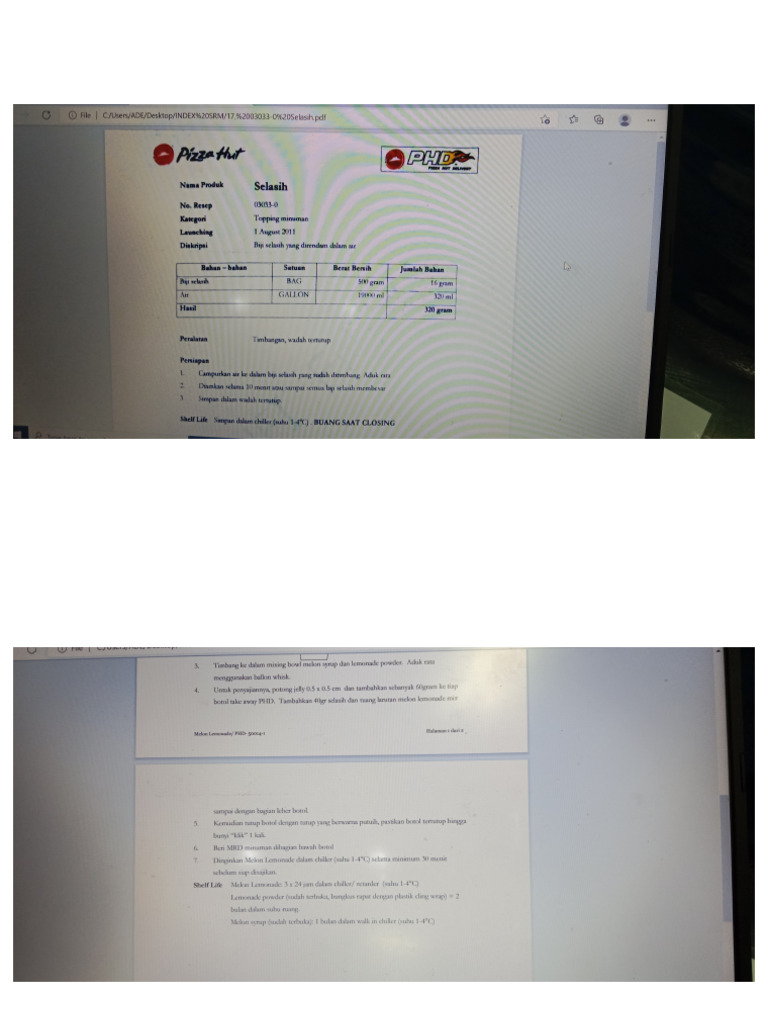 Resep Minuman PHD | PDF