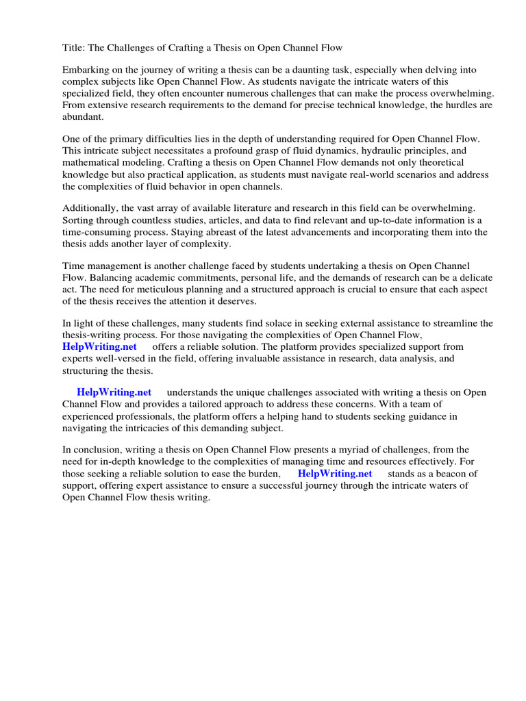 Thesis On Open Channel Flow | PDF | Fluid Dynamics | Classical Mechanics