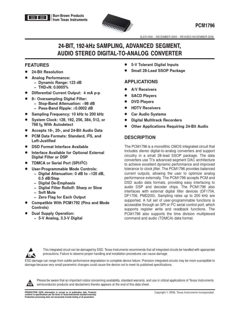 PCM 1796 | PDF | Digital Audio | Computer Science