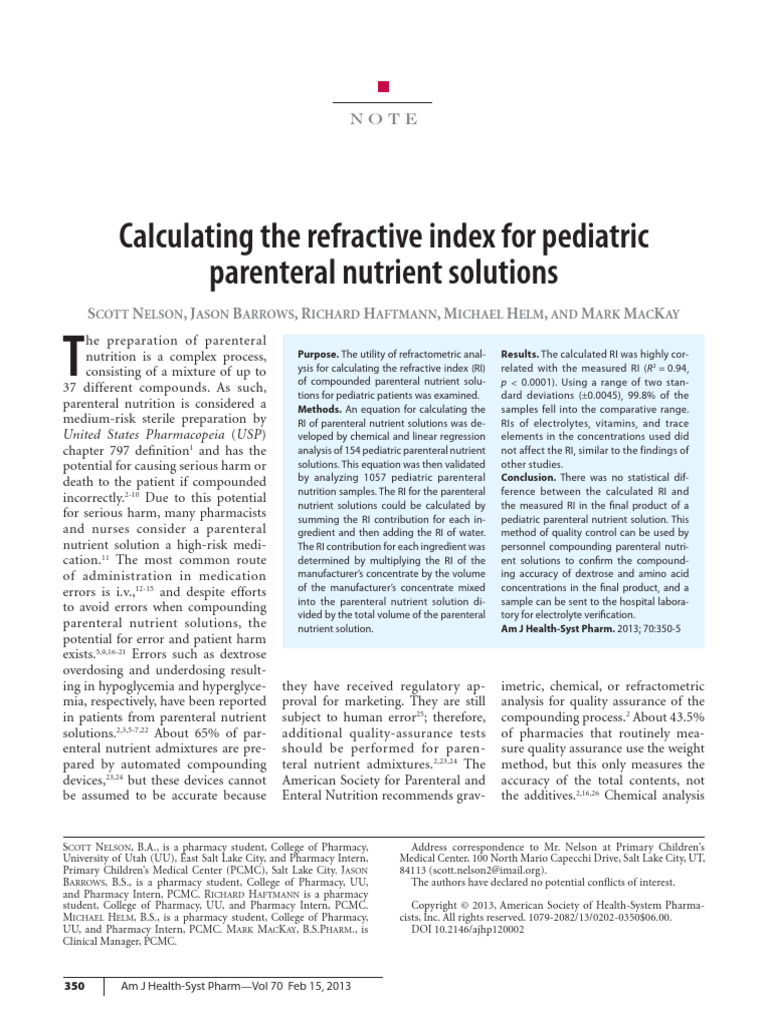 Calculating The Refractive Index For Pediatric | PDF | Nutrition | Diet ...