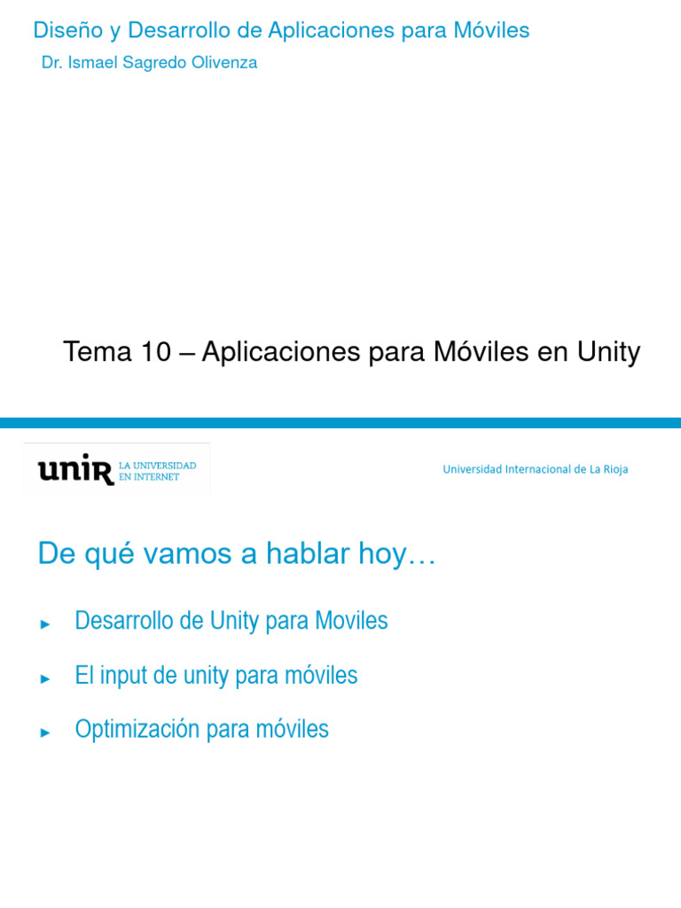 Unity para Móviles: Guía Básica | PDF | Unidad (motor de juego) | Software del sistema