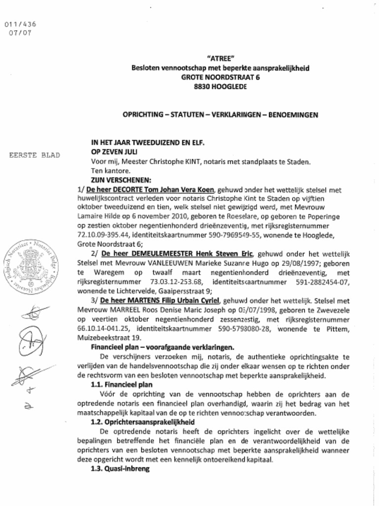 Geregistreerde Akte Oprichting | PDF Geregistreerde Akte Oprichting | PDF
