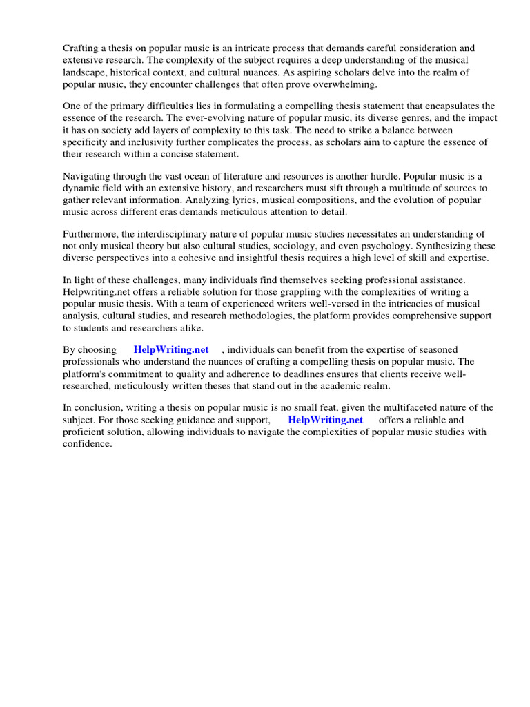 Popular Music Thesis Statement | PDF | Thesis | Jazz