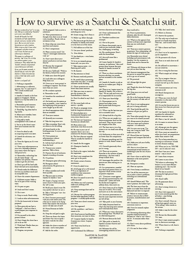 Saatchi Final Servicing Poster | PDF | Advertising | Cognition