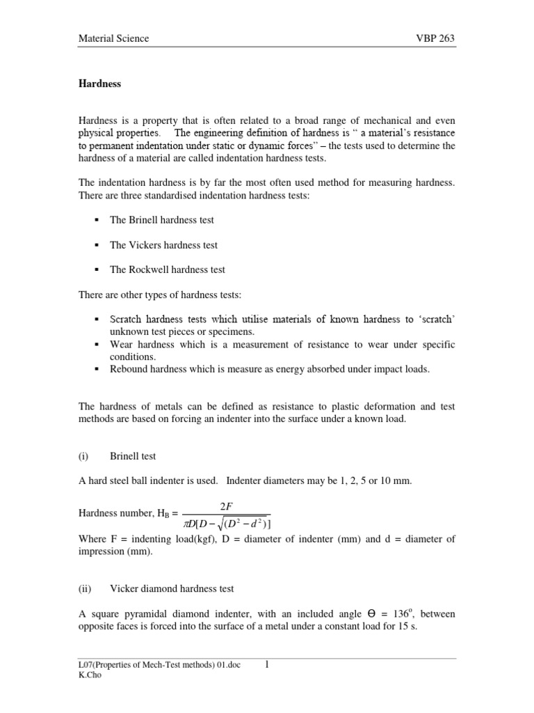 L07 (Properties of Mech-Test Methods) 01 | PDF