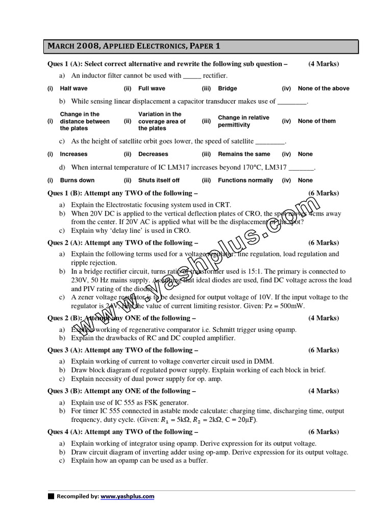 March 2008 Paper 1 | PDF | Operational Amplifier | Rectifier