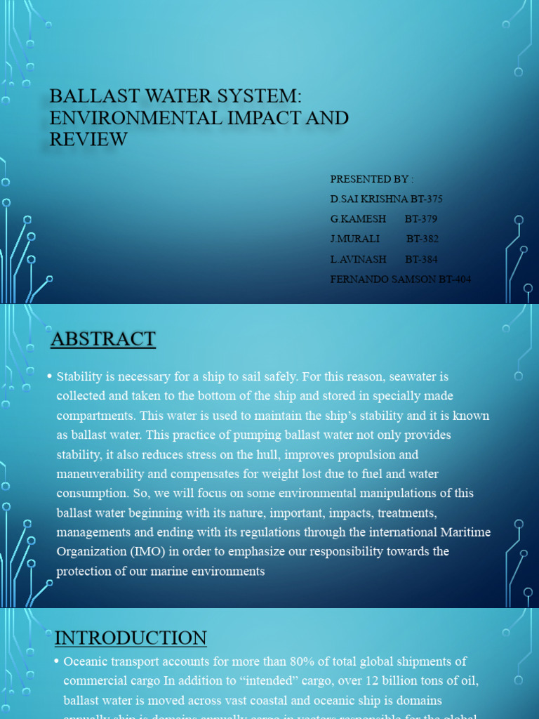 Ballast Water System TPP Final | PDF | Invasive Species | Ships
