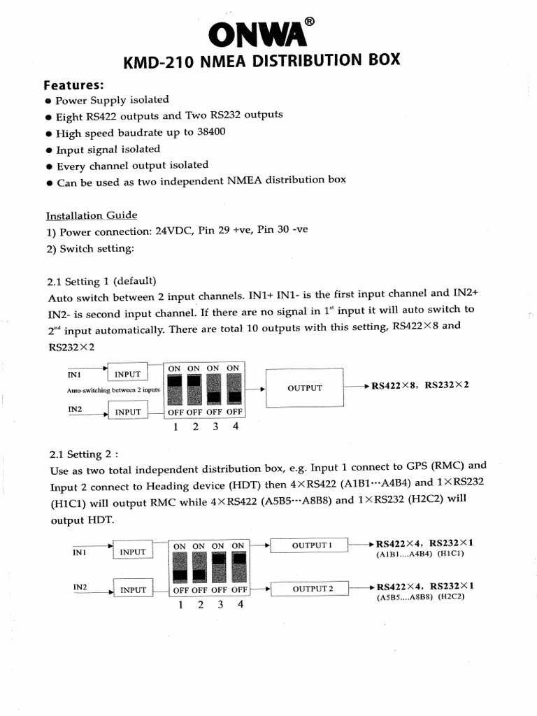 ONWA - KMD210 NMEA Distribution Box | PDF