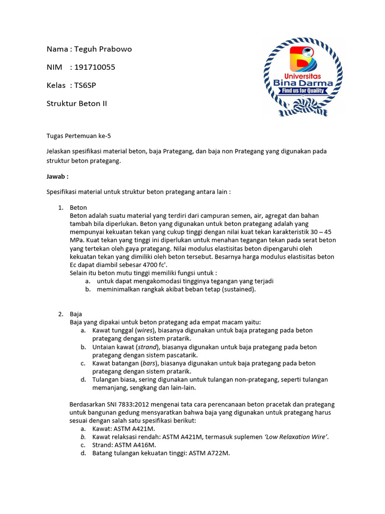 Teguh Tugas5 TS6SP Beton2 | PDF
