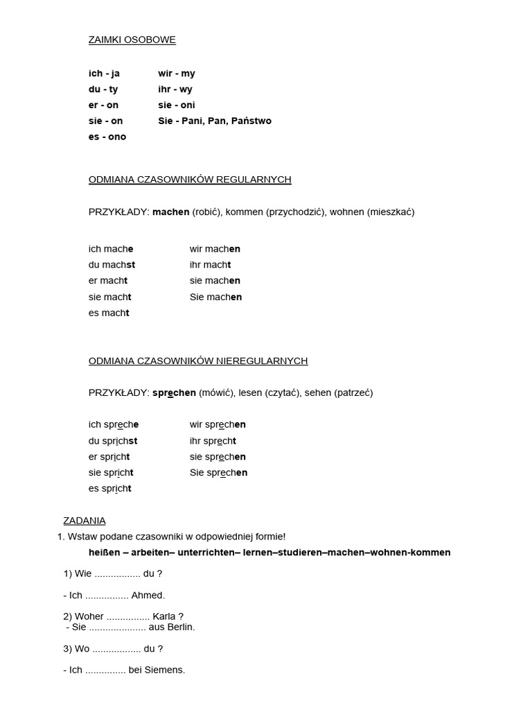 Podstawy Odmiana | PDF