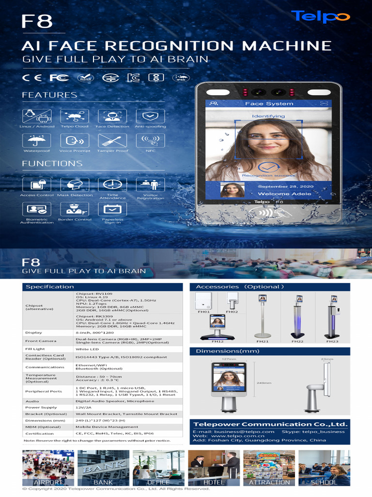 Telpo F8 Specification | PDF