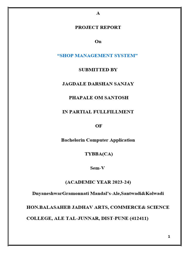 Shop Management System Project | PDF | Retail | Feasibility Study