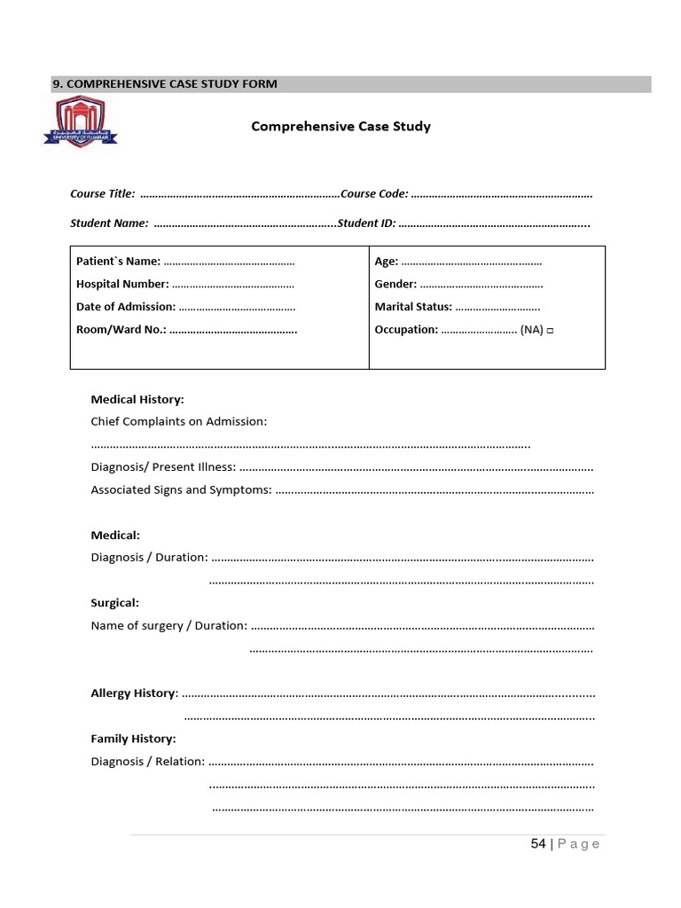 Comprehensive Case Study Template | PDF | Intravenous Therapy | Human Feces