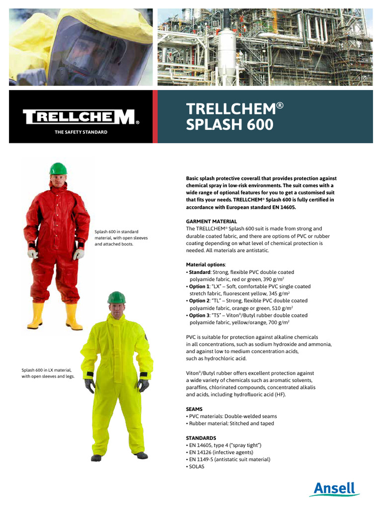 Product Data Sheet Trellchem Splash 600 | PDF