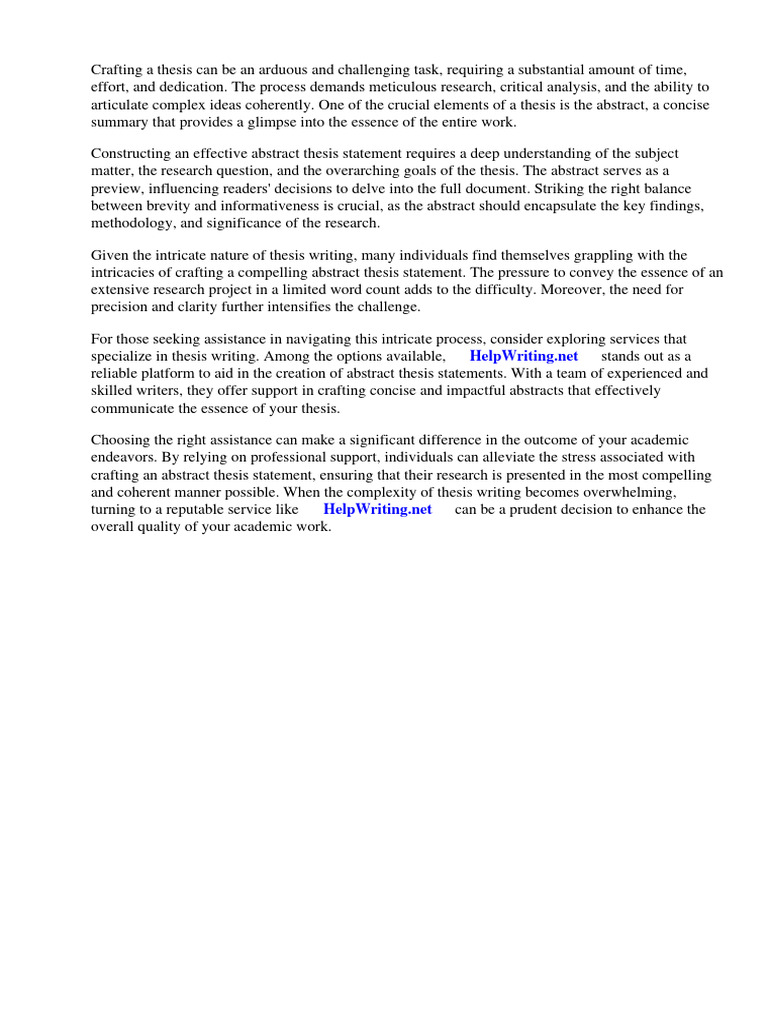 Abstract Thesis Statement Example | PDF