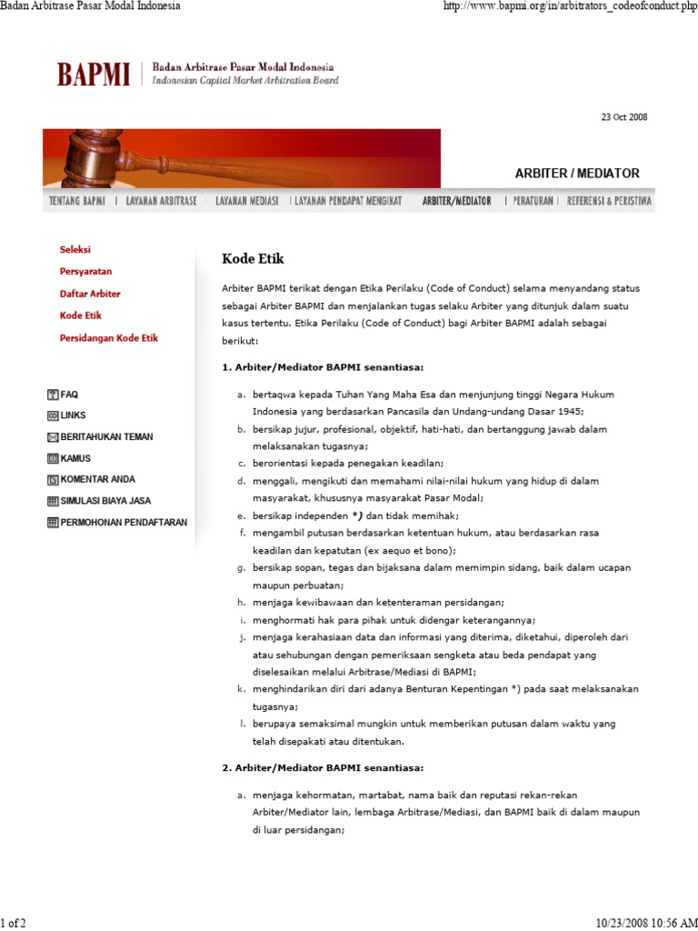 Kode Etik Arbiter Mediator | PDF