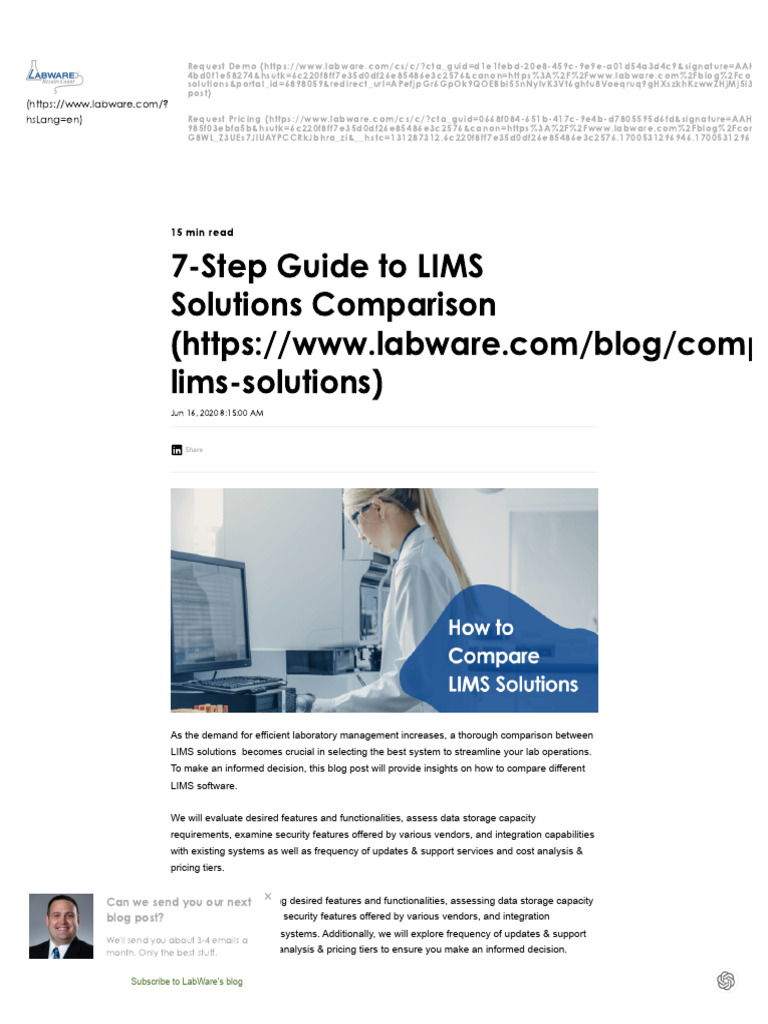 LIMS Solutions: A Lab Manager's Guide | PDF | Laboratories | Subscription Business Model