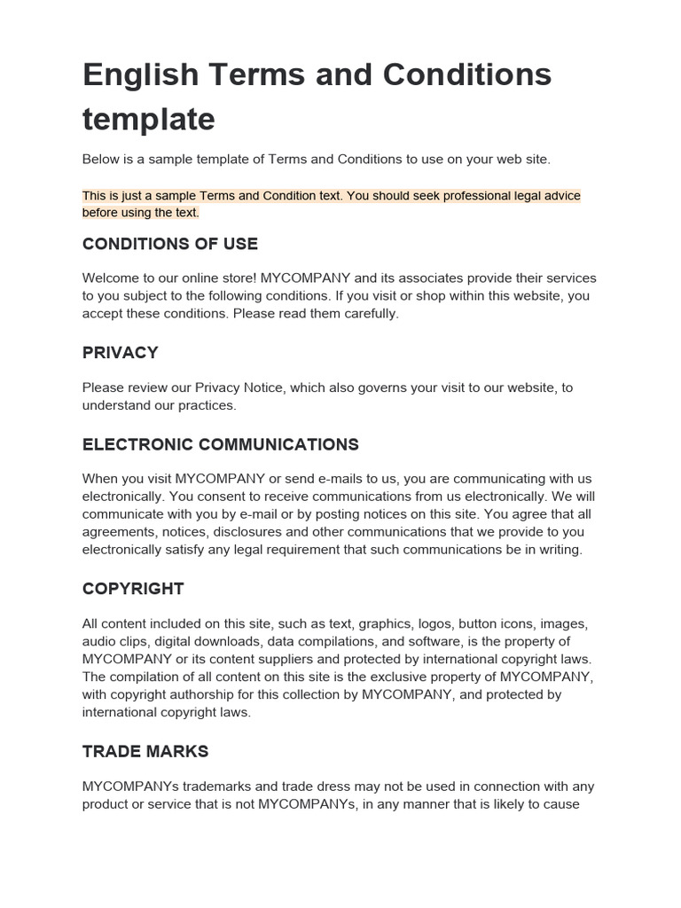 English Terms and Conditions Template | PDF | Arbitration | Civil Law ...