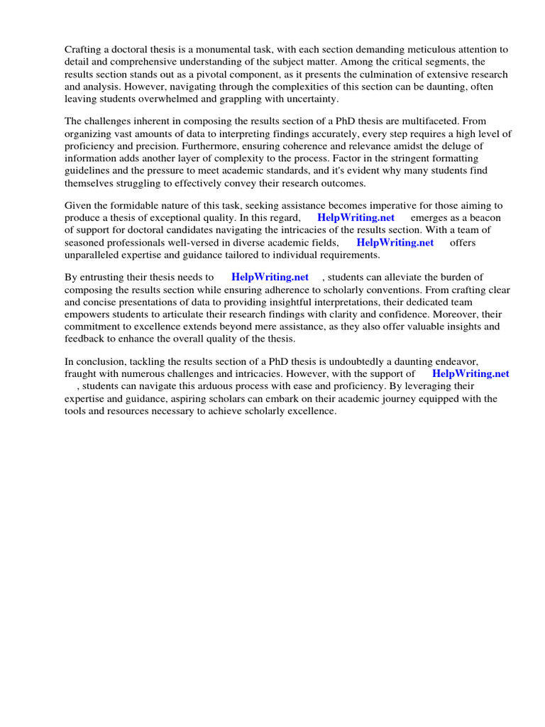 PHD Thesis Results Section | PDF