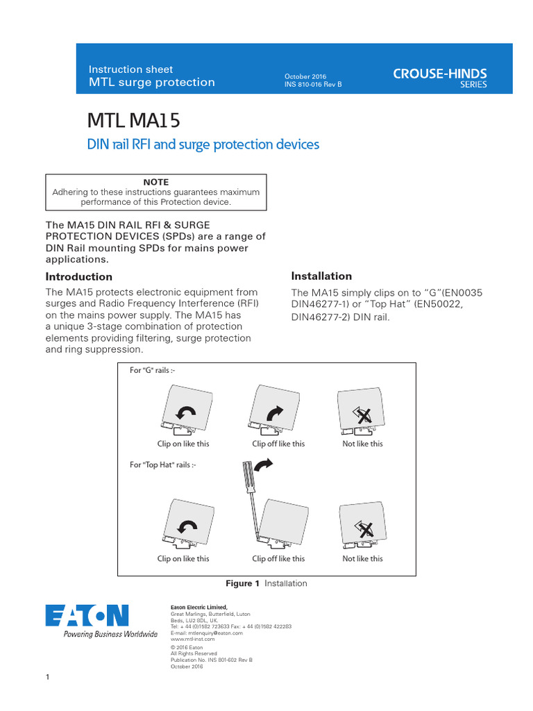 MTL MA15 Manual | PDF