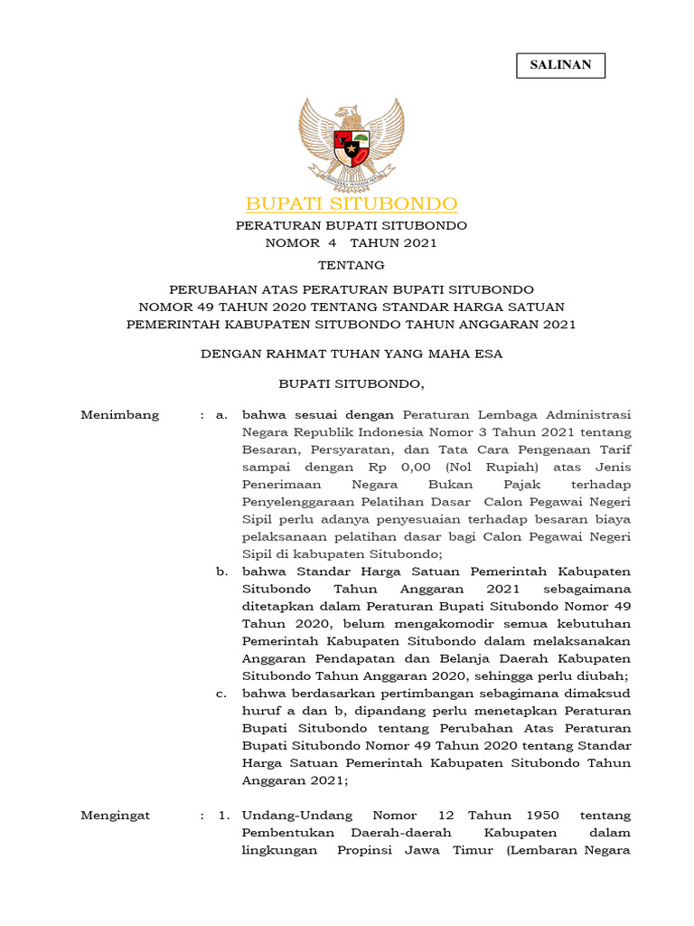 Standar Harga Satuan Tahun 2021 PDF | PDF