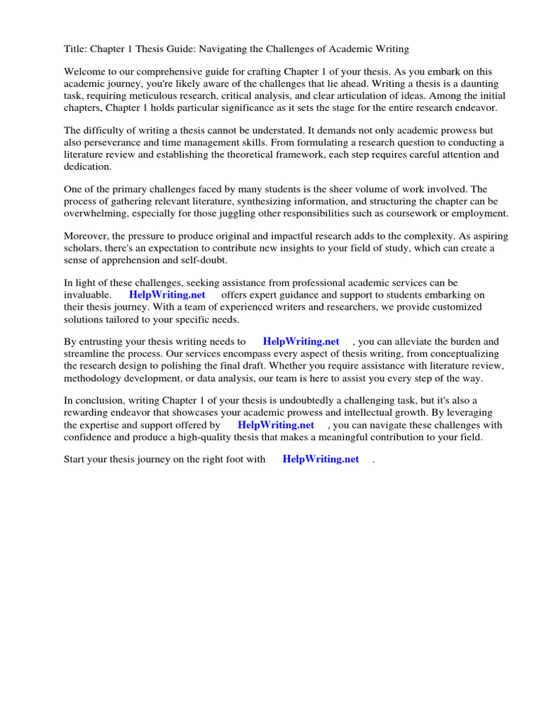 Chapter 1 Thesis Guide | PDF