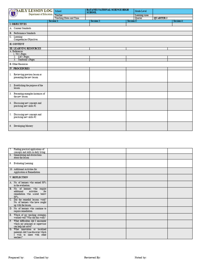 DLL Template 2024 | PDF