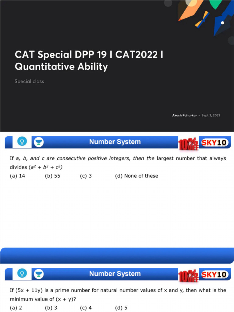 CAT Special DPP 19 I CAT2022 I Quantitative Ability No Anno | PDF