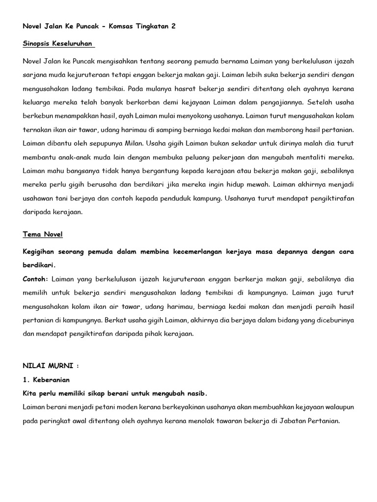 Novel Jalan Ke Puncak | PDF