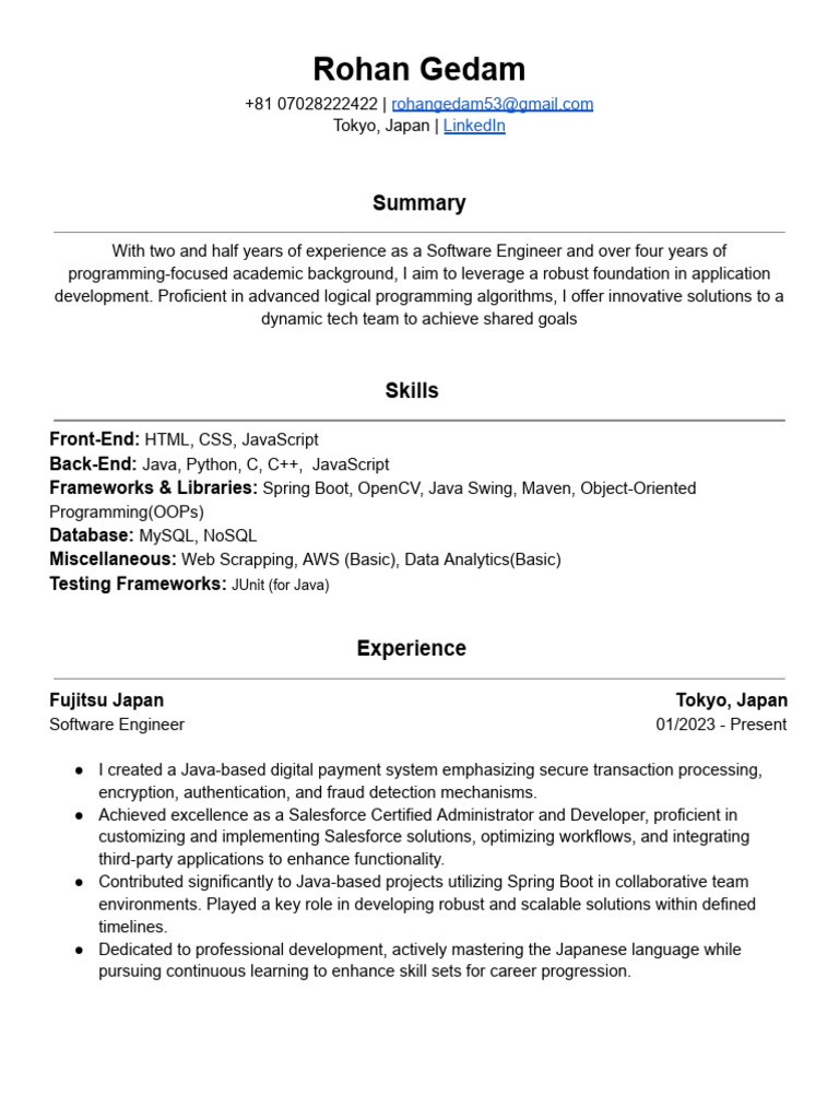 Rohan Gedam (English) | PDF | Spring Framework | Java (Programming Language)