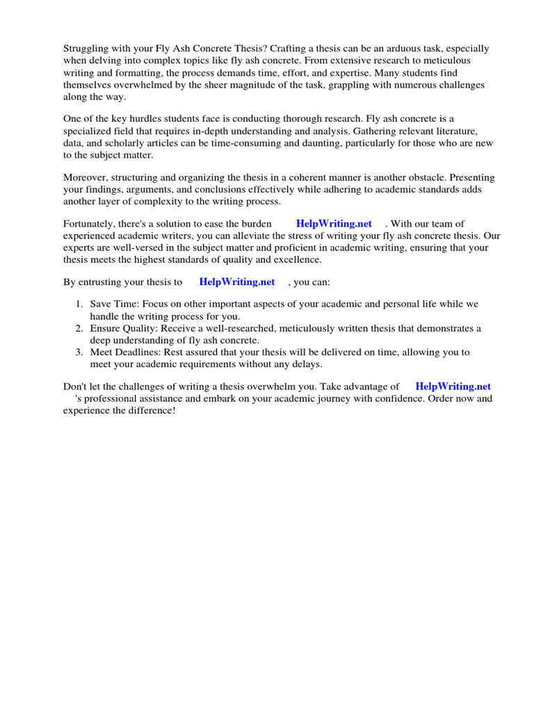 Fly Ash Concrete Thesis | PDF | Concrete | Cement