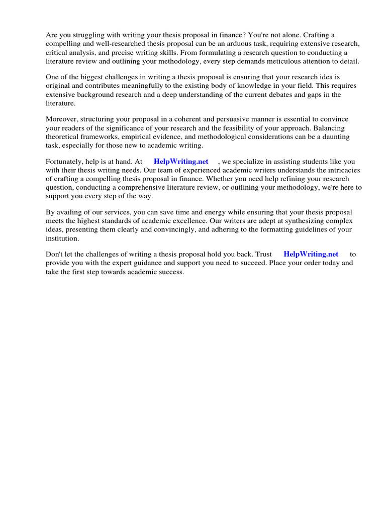 Thesis Proposal Example Finance | PDF | Thesis | Information