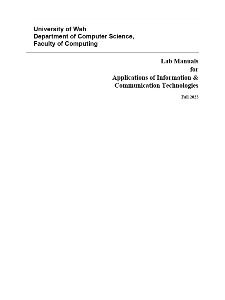 Lab Manuals of ICT | PDF | Microsoft Word | Microsoft Power Point