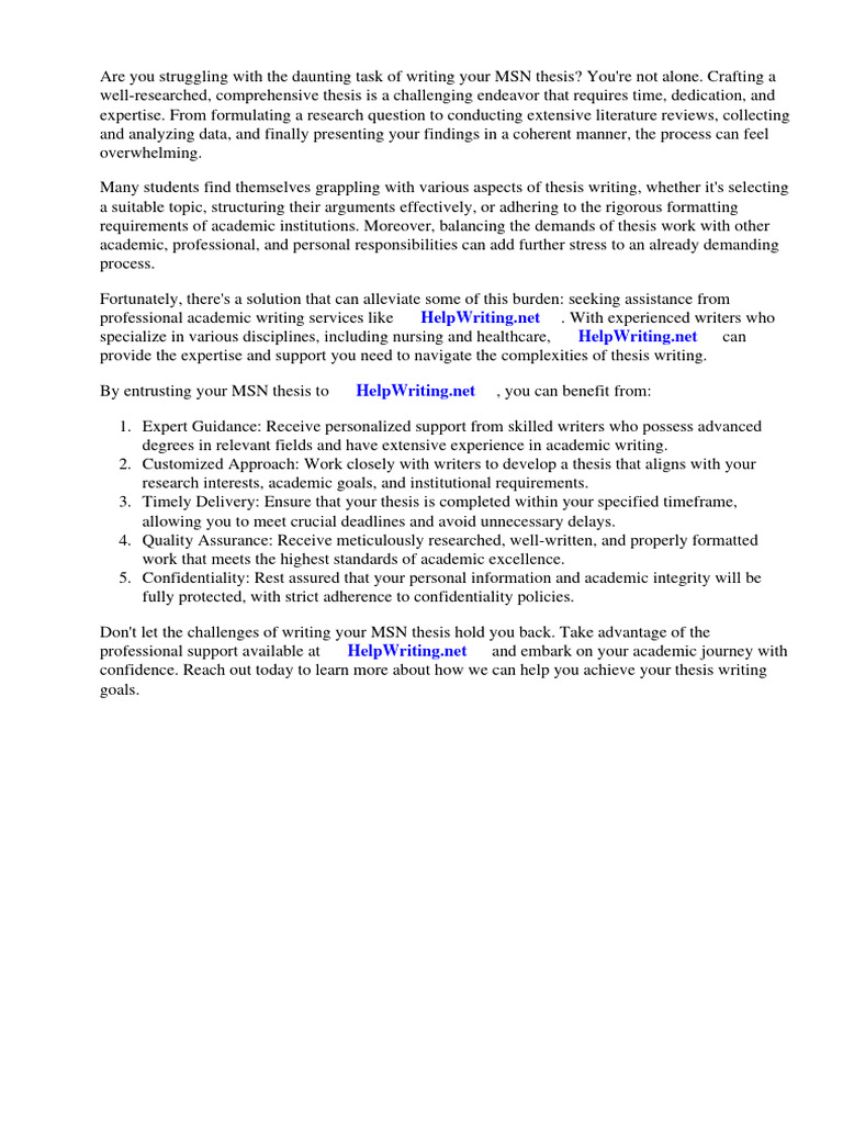 MSN Thesis Example | PDF | Nursing | Thesis