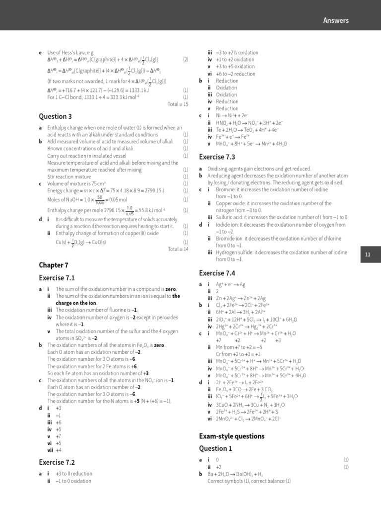 Redox Reactions Ans Key | PDF | Redox | Chemical Equilibrium