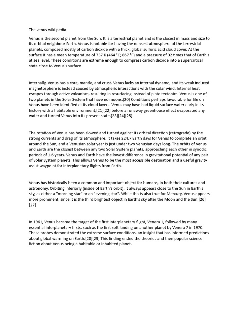 The Venus Wiki Pedia | PDF